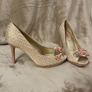 Ruby Shoo | Shoes | Ruby Shoo Size 75 38 Uk Rose Gold Floral Heels Perfect Condition | Poshmark